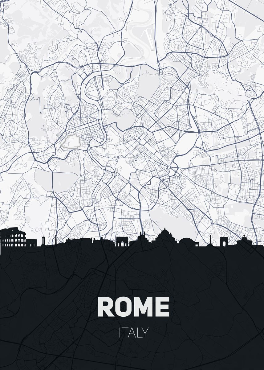 'Rome City Map' Poster, picture, metal print, paint by crbn design ...