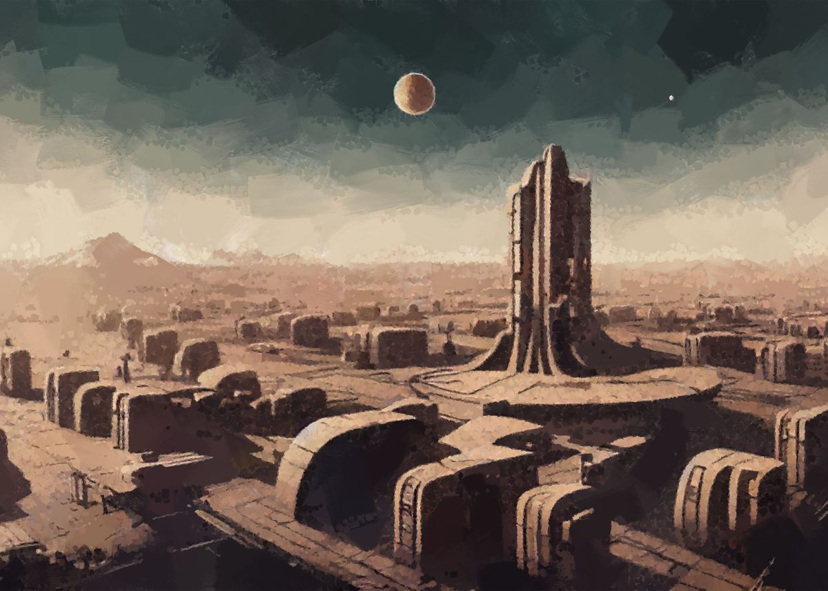 'Space town' Poster by Evgenuy Merkushov | Displate