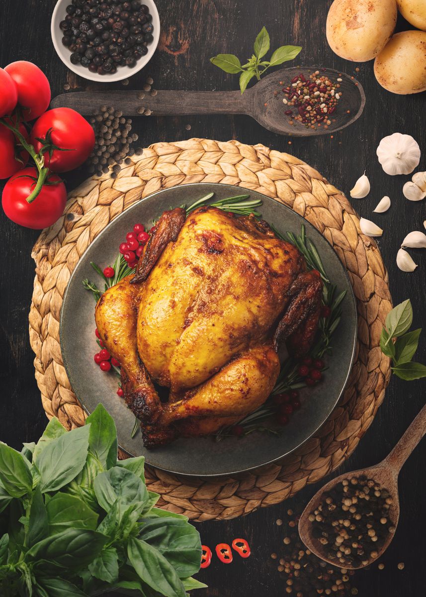 'Complete grilled chicken' Poster, picture, metal print, paint by ...