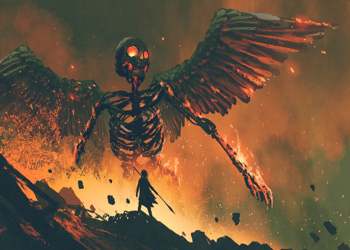 'giant skeleton from hell' Poster by 80s Retro | Displate