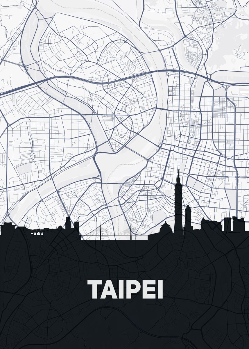 'Taipei City Map' Poster, picture, metal print, paint by crbn design ...