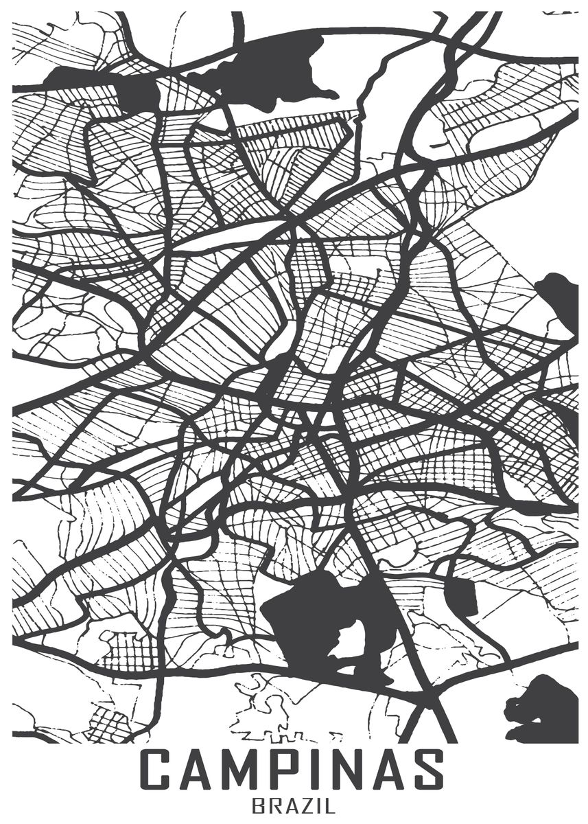 'Campinas Brazil City Map' Poster, picture, metal print, paint by ...