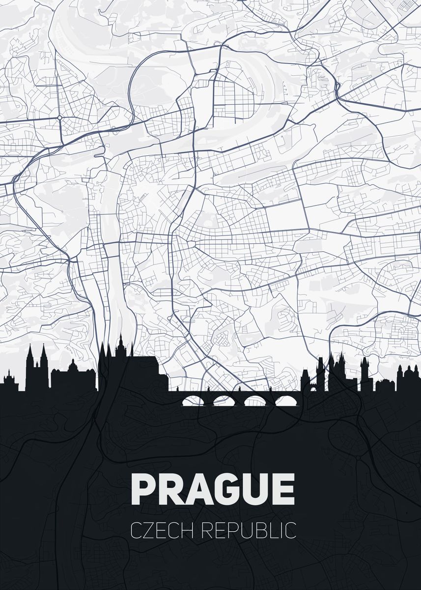 'Prague City Map' Poster, picture, metal print, paint by crbn design | Displate