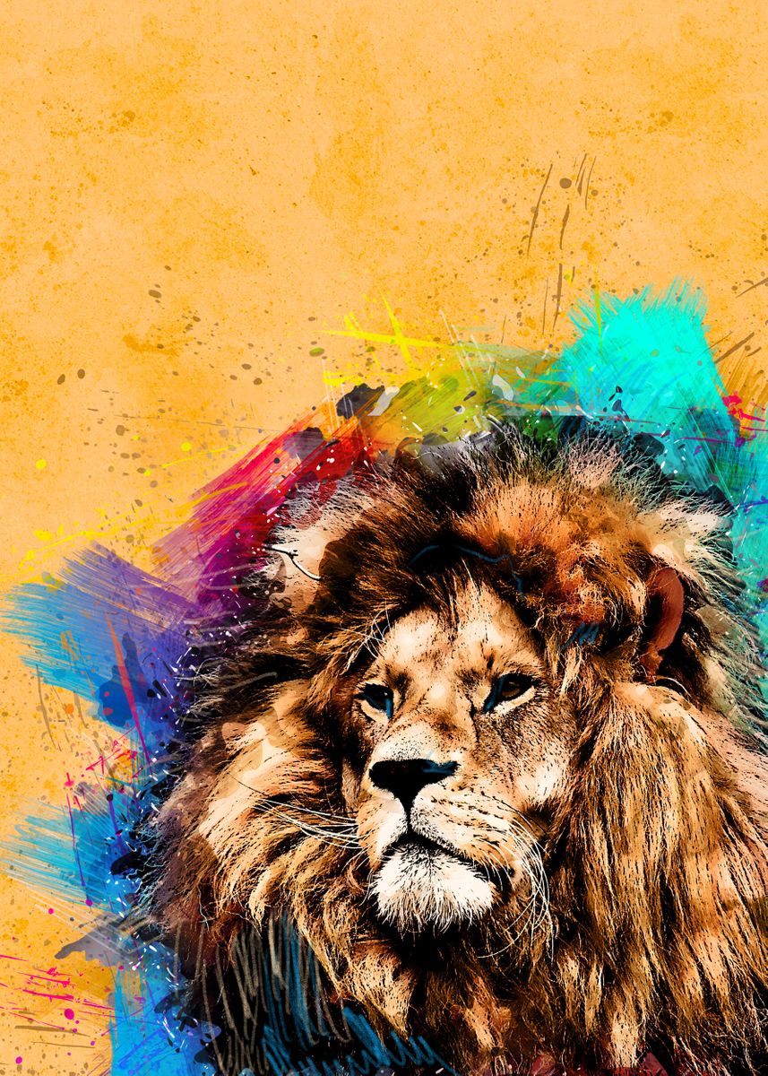 'Lion 221' Poster, picture, metal print, paint by TaTu Art | Displate