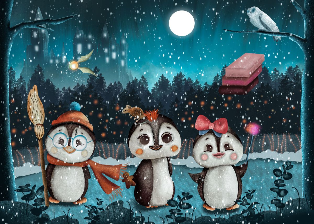 'christmas cute penguins' Poster by MrNguyen HaTang | Displate