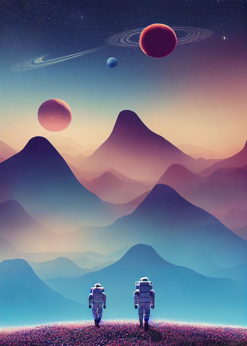 'Space explorers' Poster, picture, metal print, paint by Designersen ...