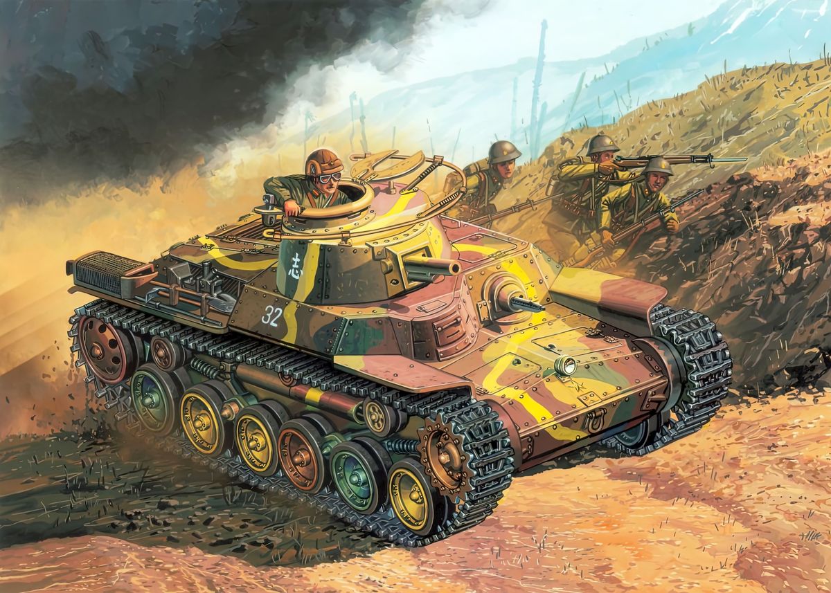 'Tank Type97 ChiHa' Poster by Minimalist Armor | Displate