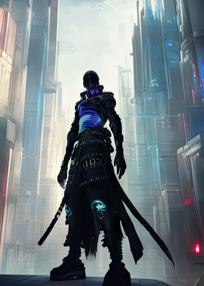 'Ninja in the Big City' Poster, picture, metal print, paint by Stephen ...