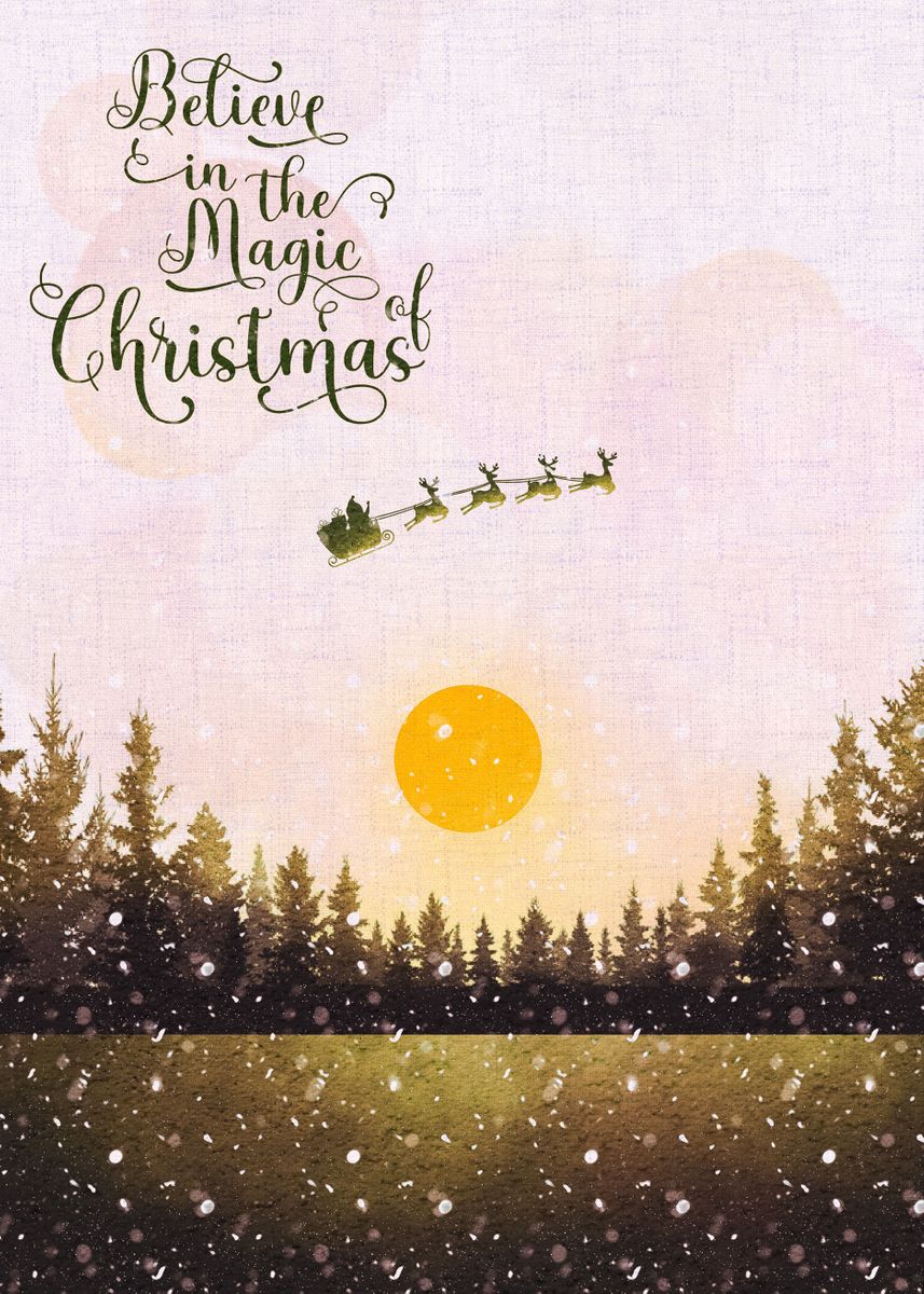 'reindeer magic christmas' Poster, picture, metal print, paint by ...