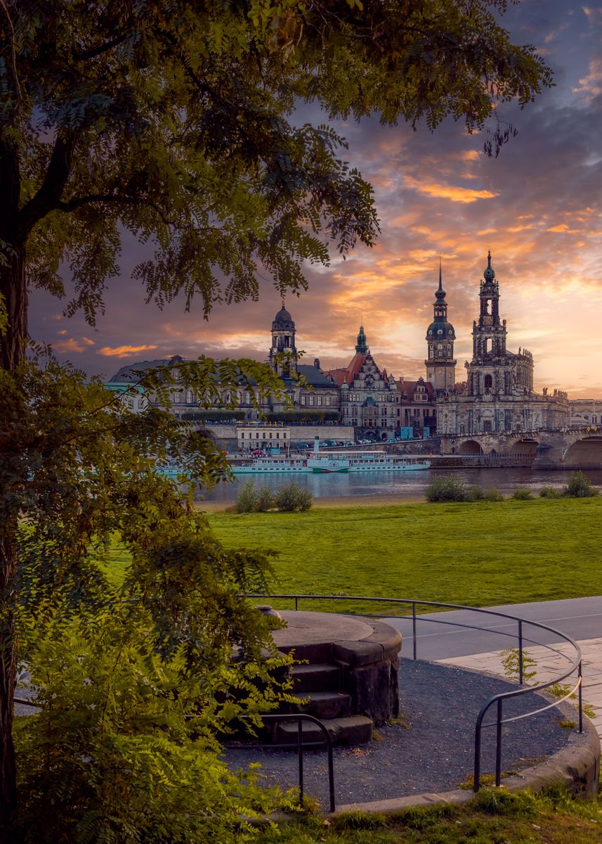 'Sunset over Dresden' Poster, picture, metal print, paint by Stefan ...