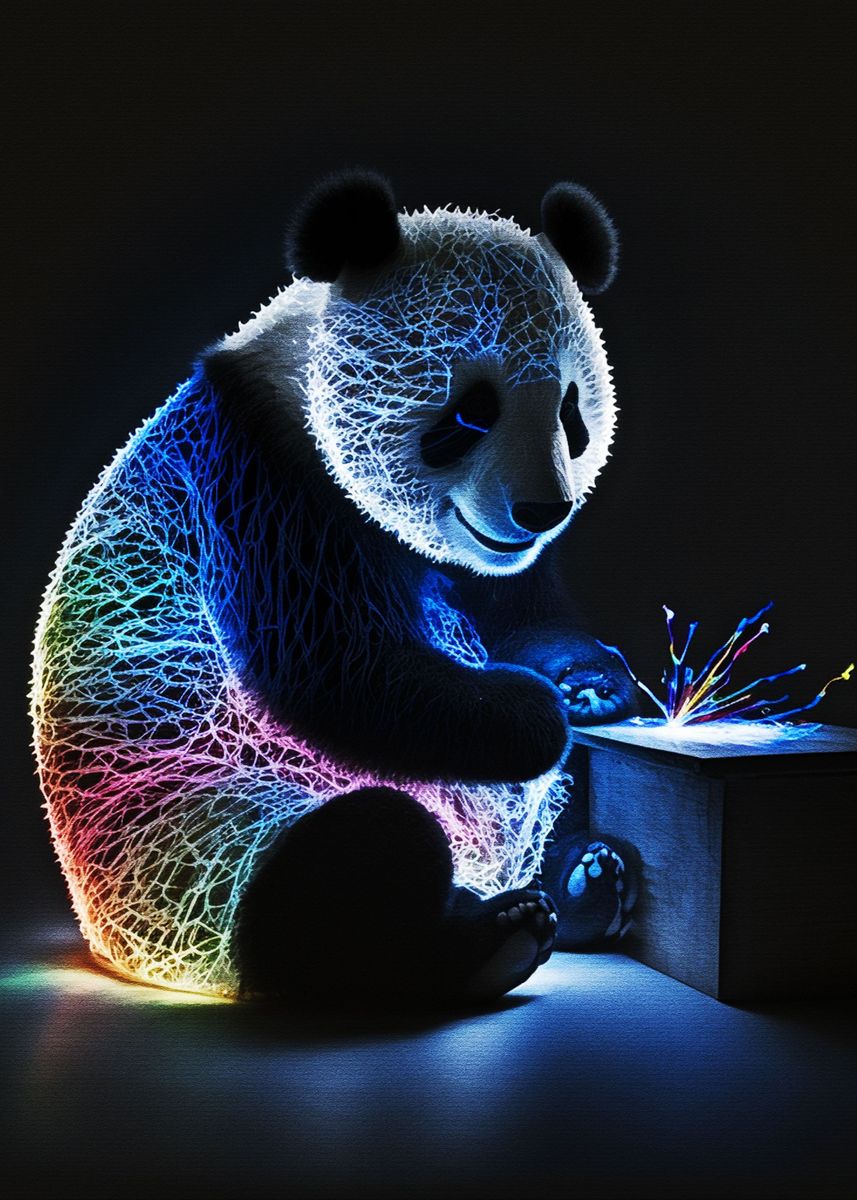 'Panda fiber optic lighting' Poster, picture, metal print, paint by Muh ...