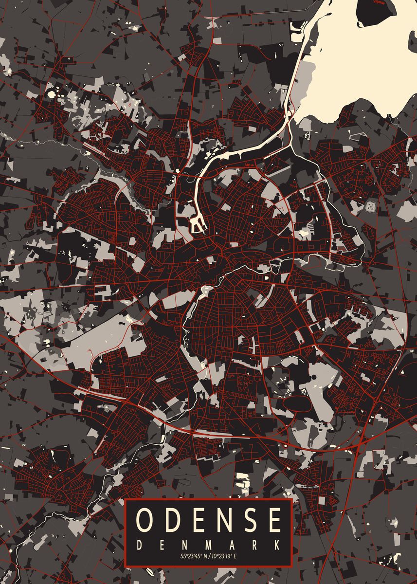 'Odense City Map Vector' Poster by deMAP Studio | Displate