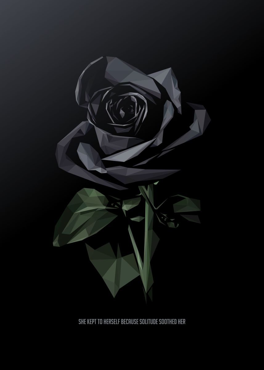 'black rose low poly art' Poster, picture, metal print, paint by yunur ...