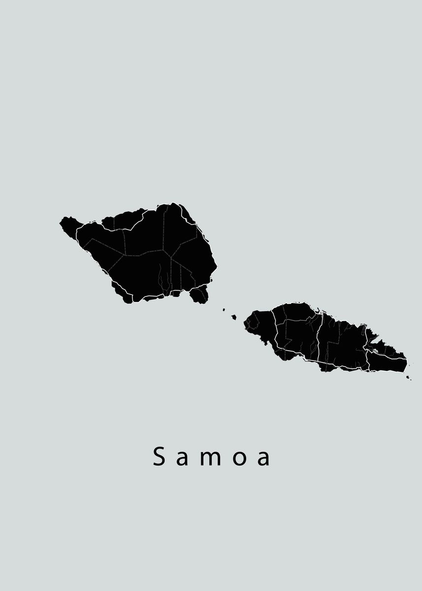 'Samoa Island Map' Poster, picture, metal print, paint by Robin ...