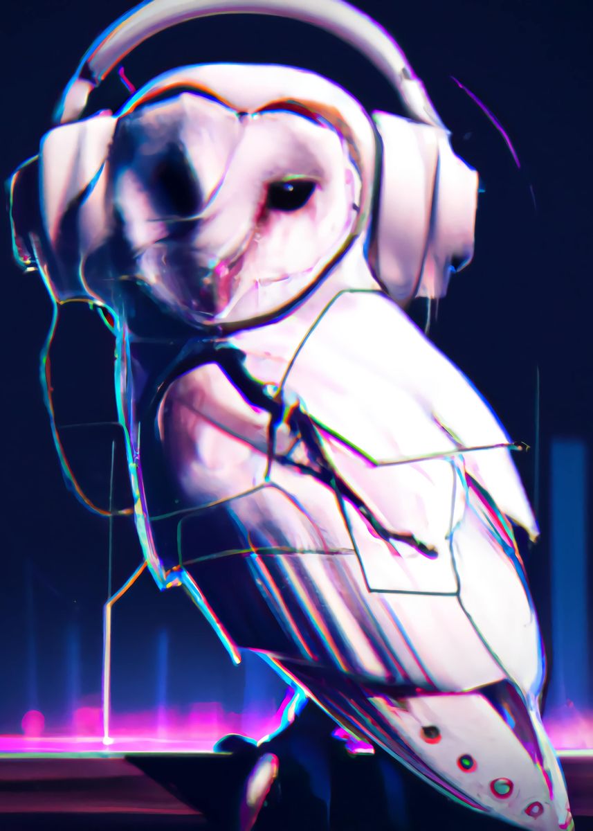 'Synthwave Owl' Poster, picture, metal print, paint by Midnight Skies ...