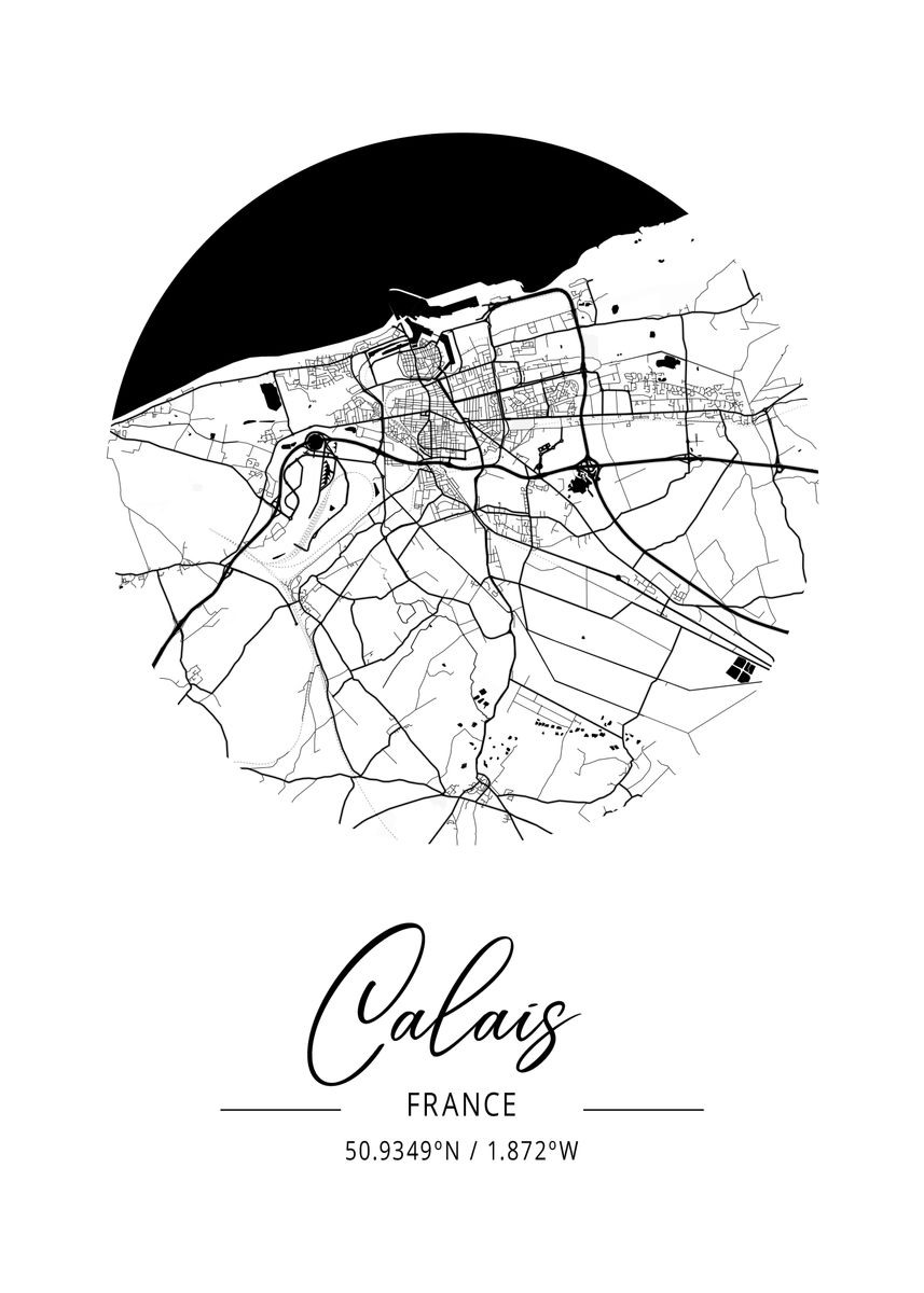 'Calais City Map' Poster by Nae | Displate
