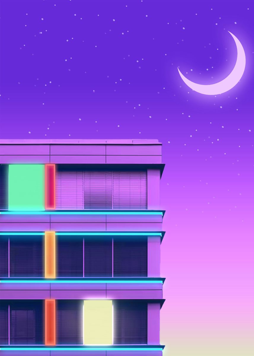 'Neon Flats' Poster, picture, metal print, paint by Moga Alin | Displate