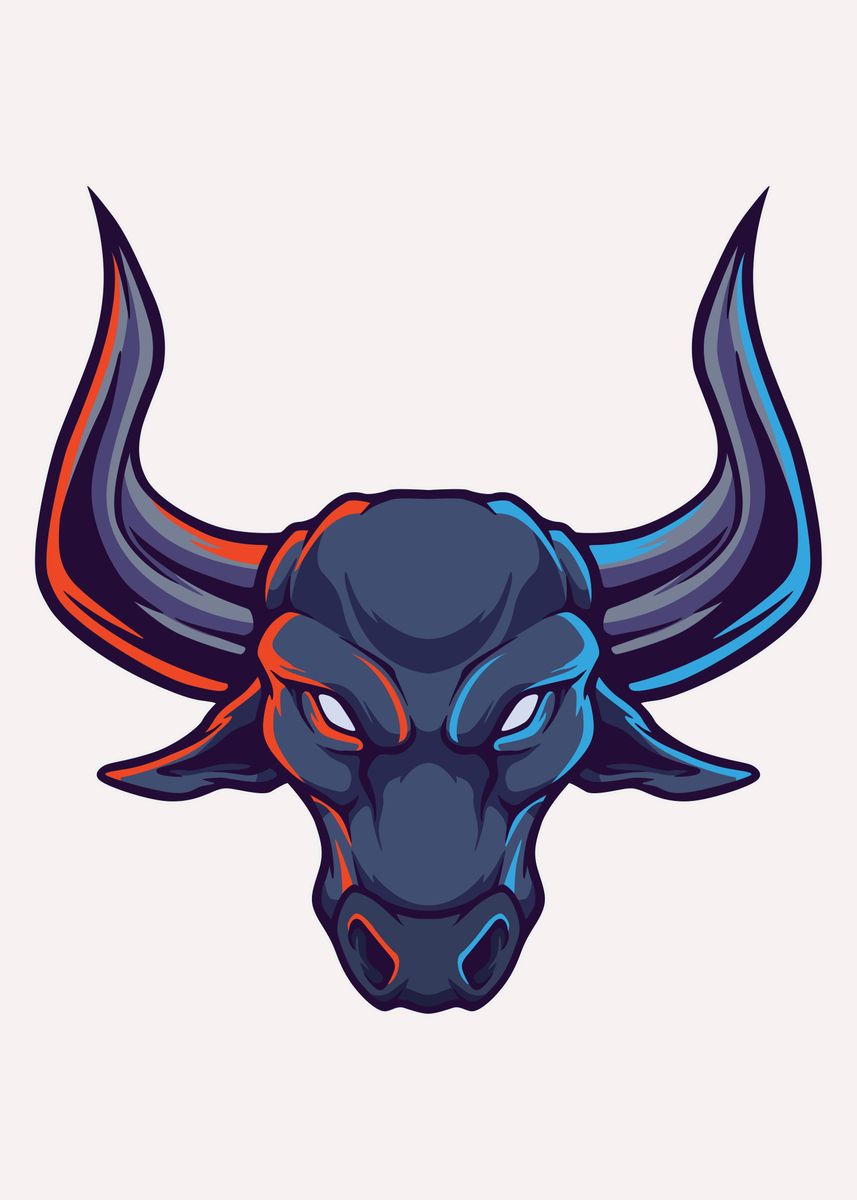 'Bull head' Poster, picture, metal print, paint by Cao Thi Hieu | Displate