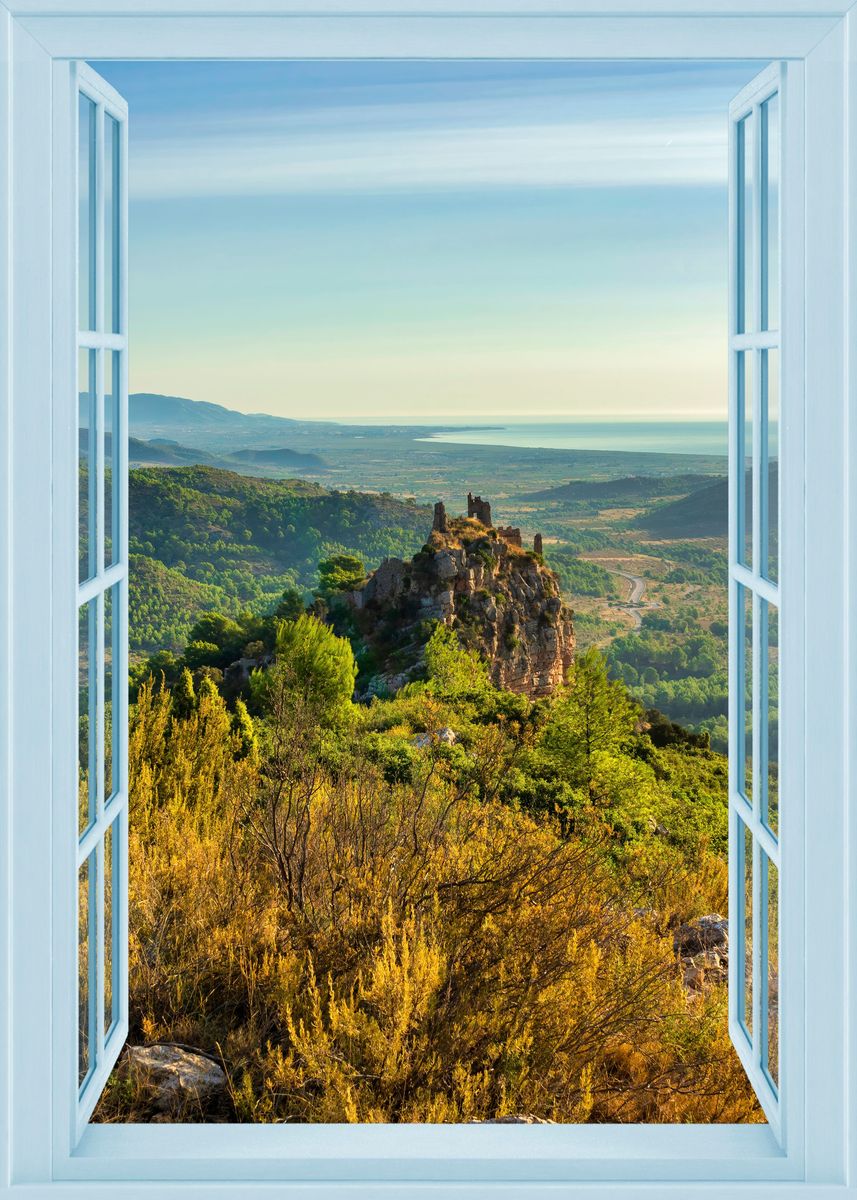 'Open window mountains view' Poster, picture, metal print, paint by ...