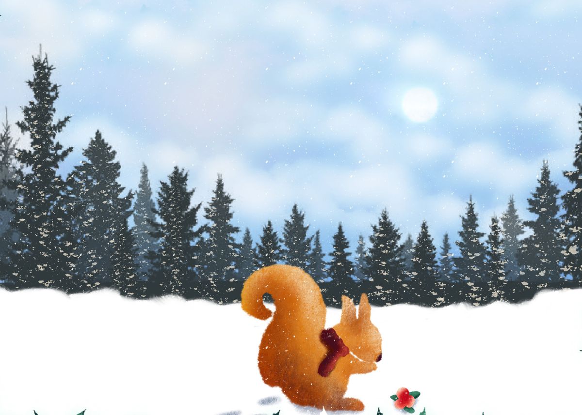 'squirrel and winter christ' Poster by MrNguyen HaTang | Displate