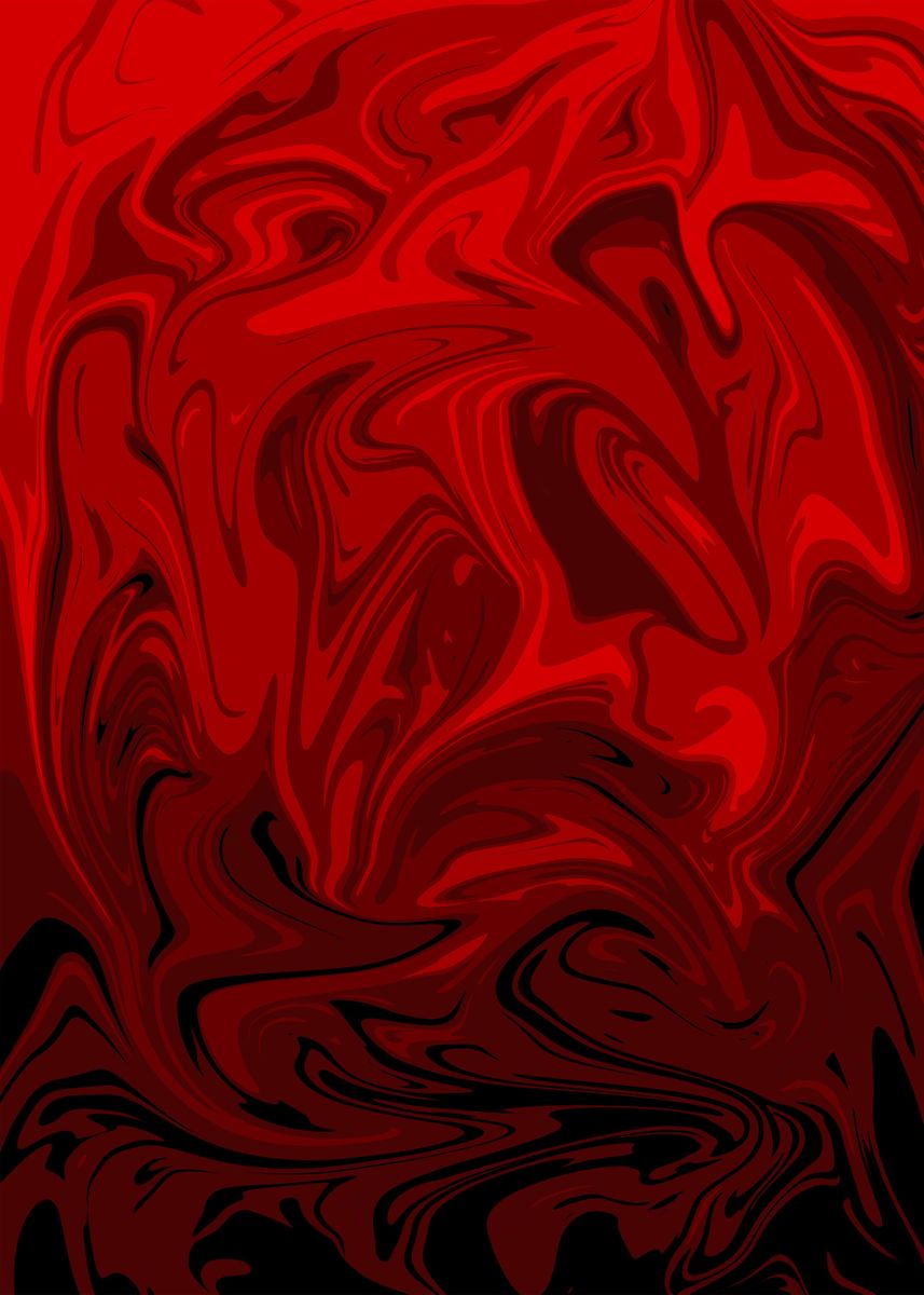 'ABSTRACT RED FIRE LIQUID' Poster, picture, metal print, paint by ...