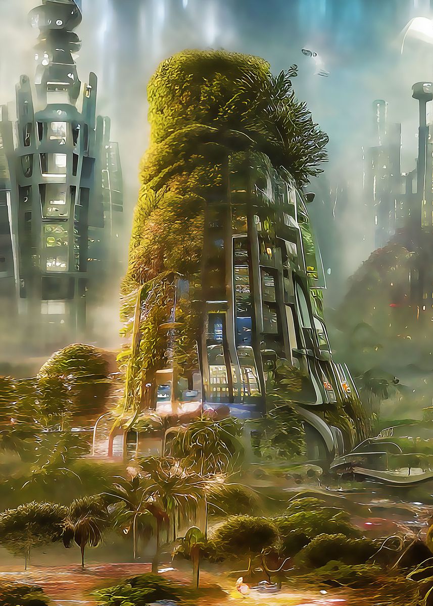 'Dystopian Lost City Build' Poster, picture, metal print, paint by ...