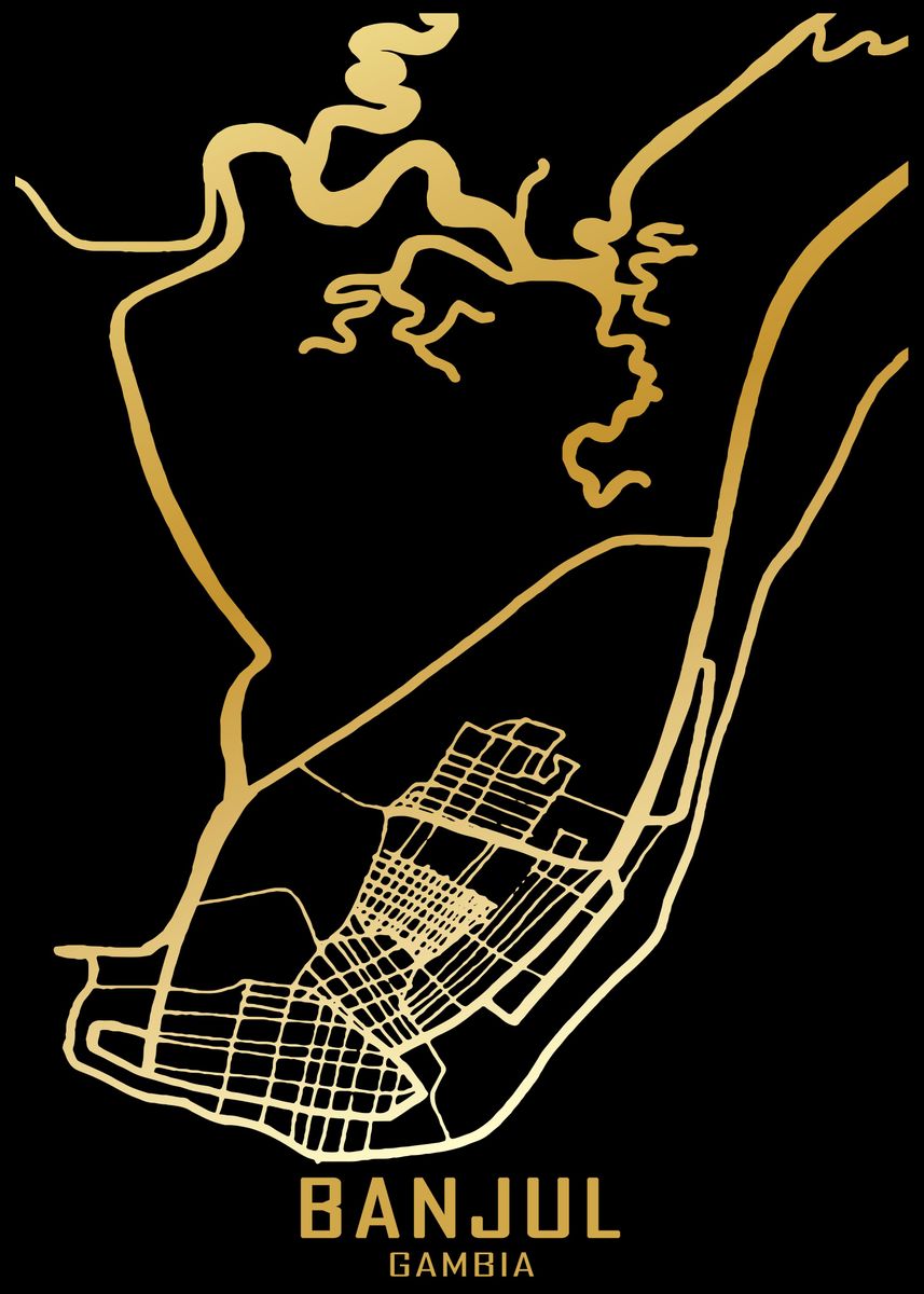 'Banjul Gambia City Map' Poster, picture, metal print, paint by ...