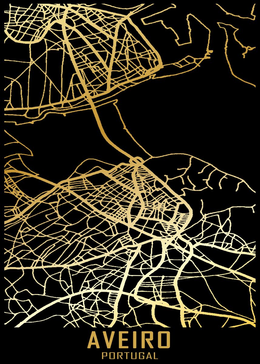 'Aveiro Portugal City Map' Poster, picture, metal print, paint by ...