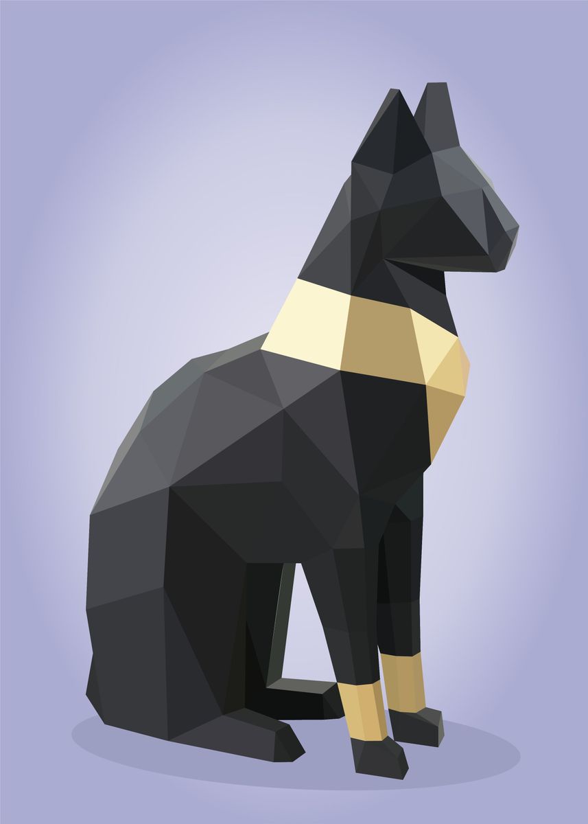 'low poly bastet god' Poster, picture, metal print, paint by Tio ...