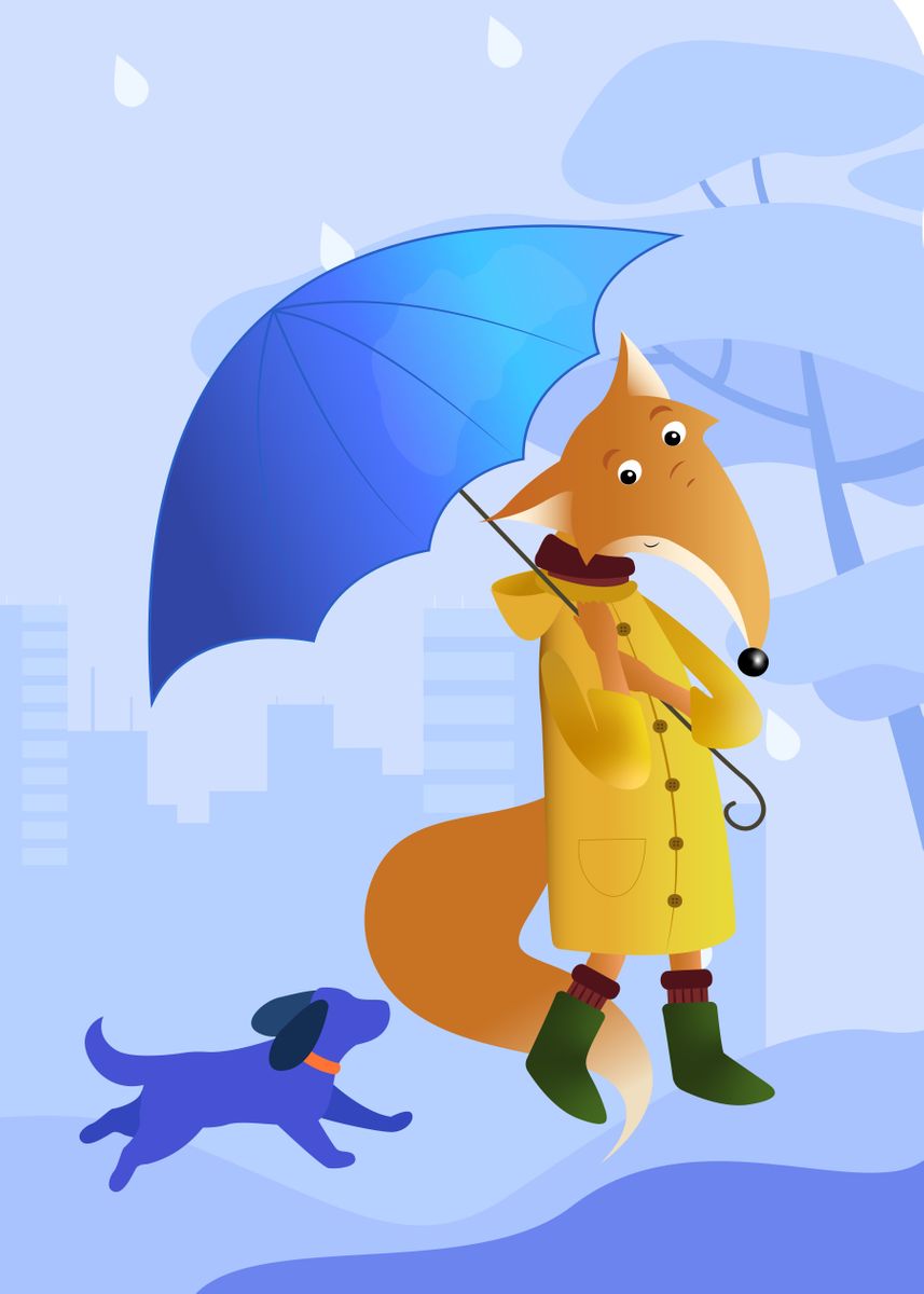 'Cute fox with dog' Poster by Queensy Collin | Displate