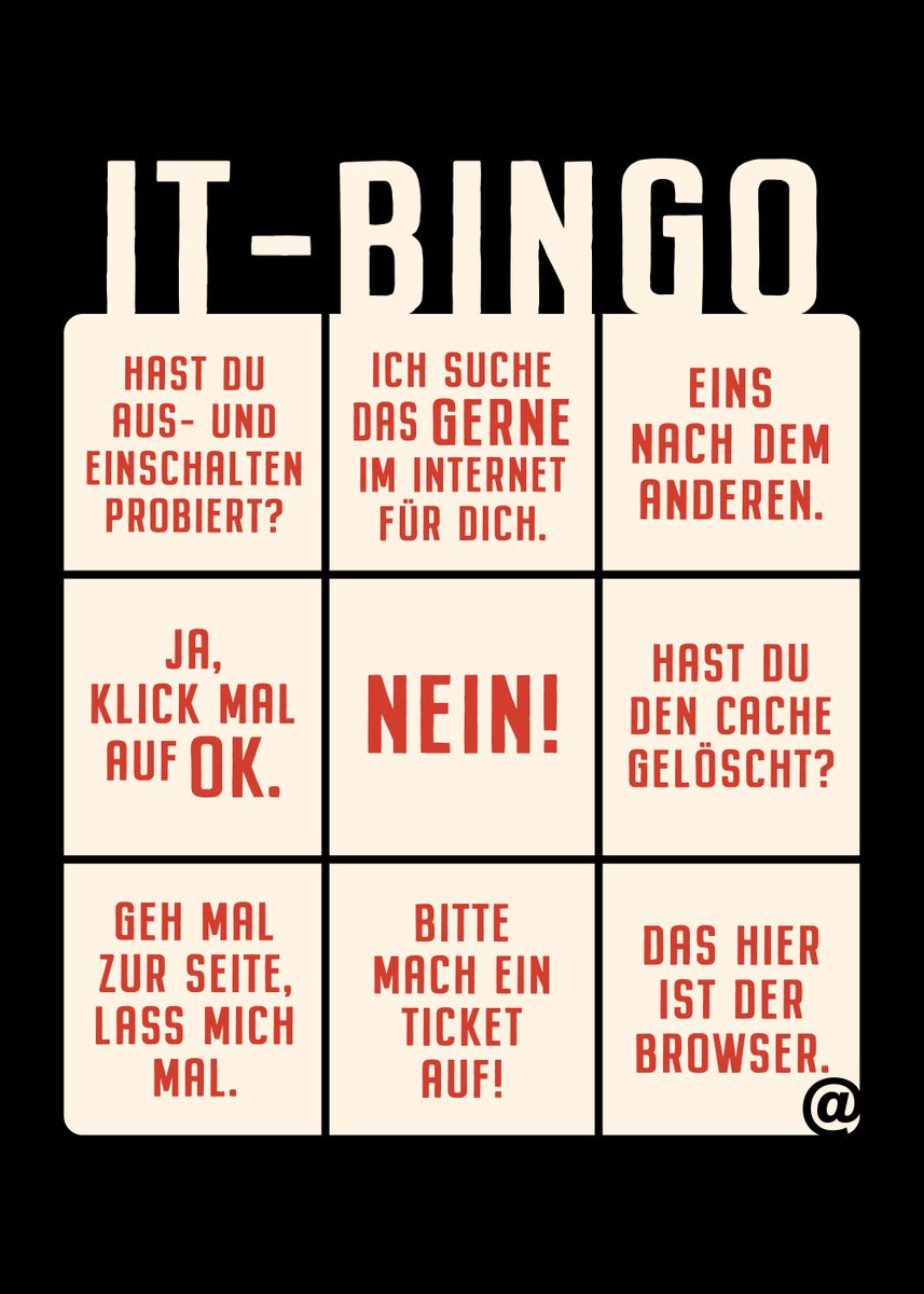 'IT Support Bingo Helpdesk' Poster, picture, metal print, paint by ...