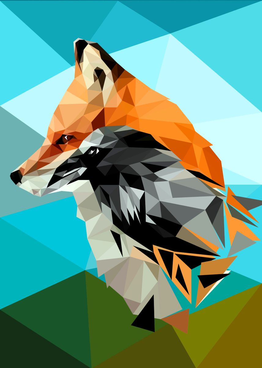 'Crow Fox' Poster, picture, metal print, paint by toan nguyen | Displate