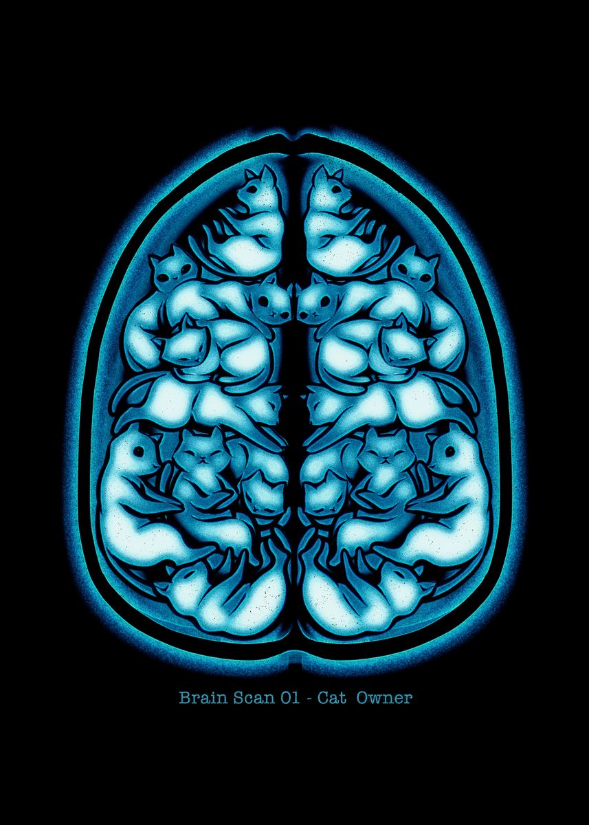 'Cats Owner Head' Poster, picture, metal print, paint by Tobias Fonseca ...