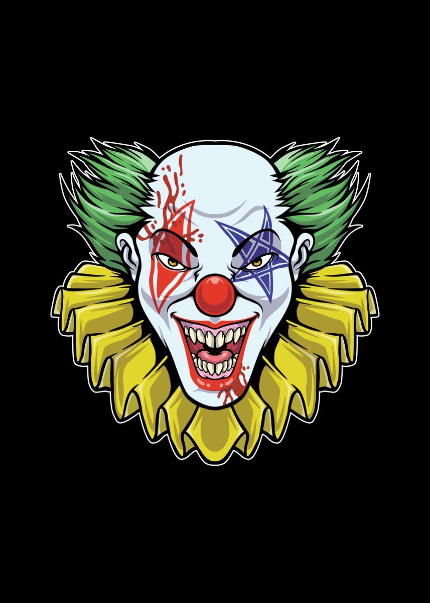 'Crazy clown head' Poster, picture, metal print, paint by Cao Thi Hieu ...