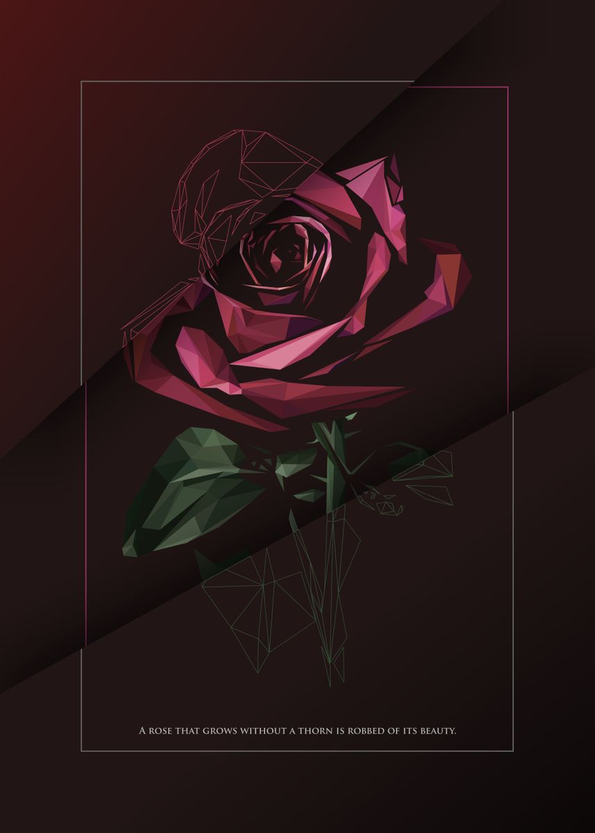 'sliced rose low poly art' Poster, picture, metal print, paint by yunur ...