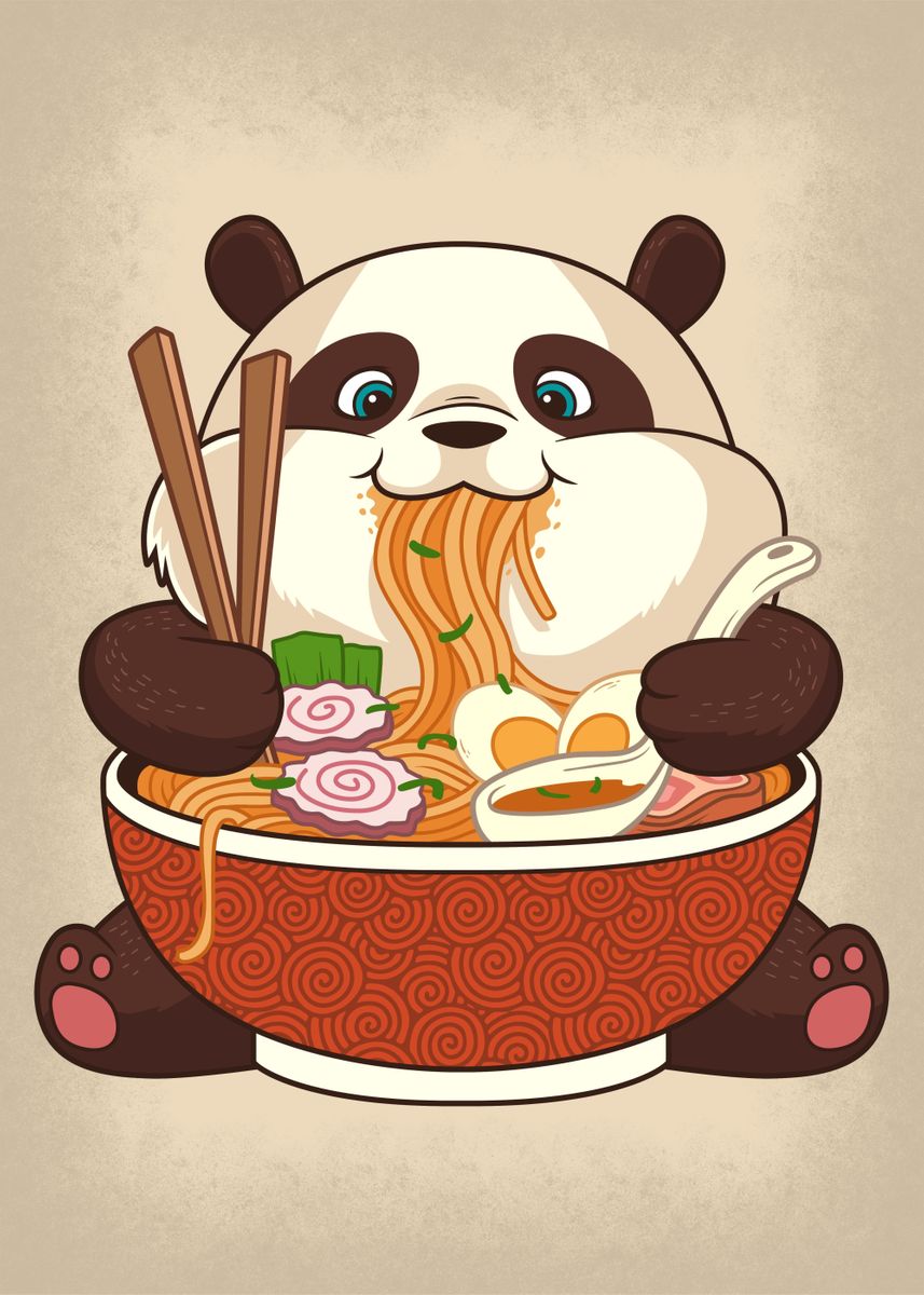 'Ramen Panda' Poster, picture, metal print, paint by B Cubed Designs ...