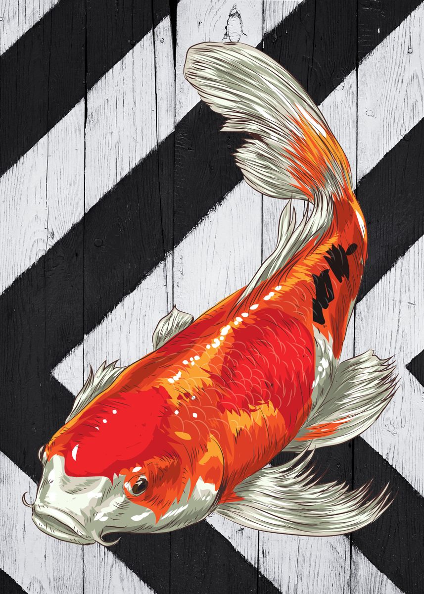 'Koi Fish' Poster, picture, metal print, paint by Ainiez | Displate
