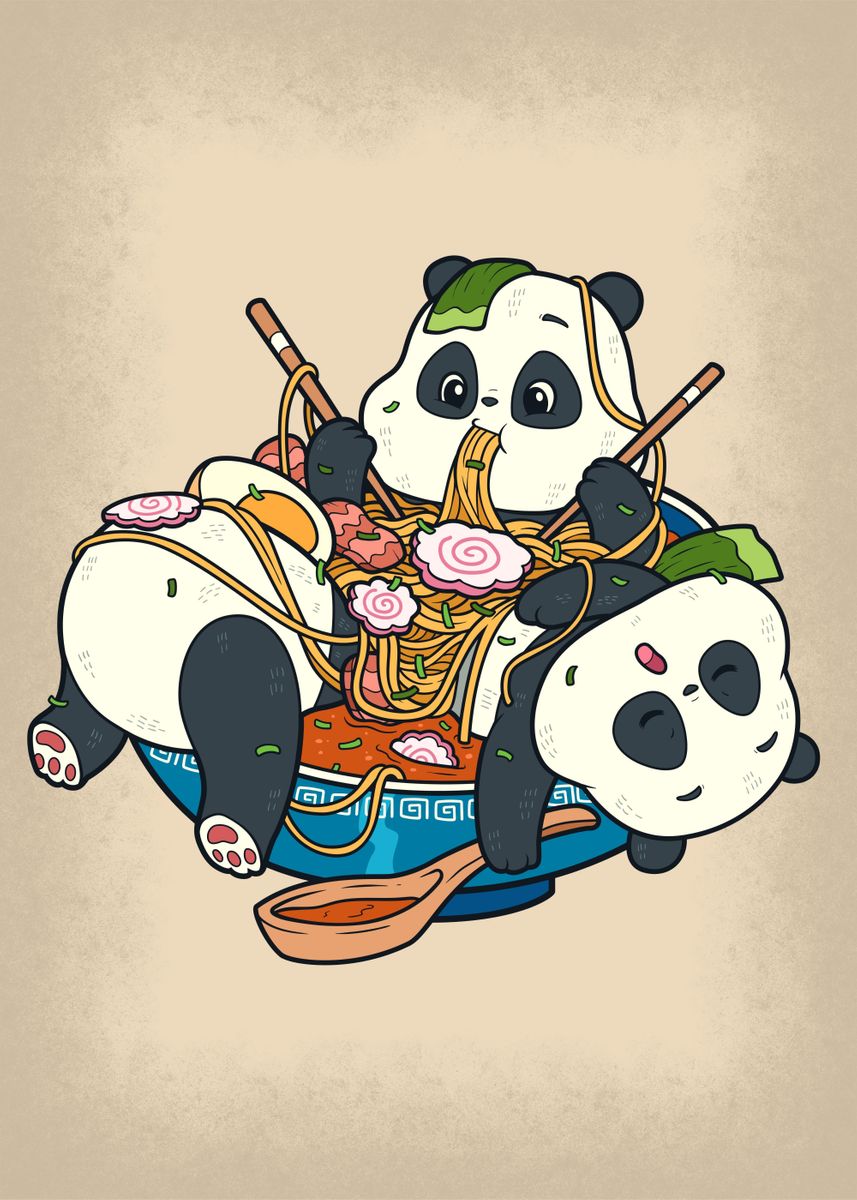'Ramen Pandas' Poster, picture, metal print, paint by B Cubed Designs ...