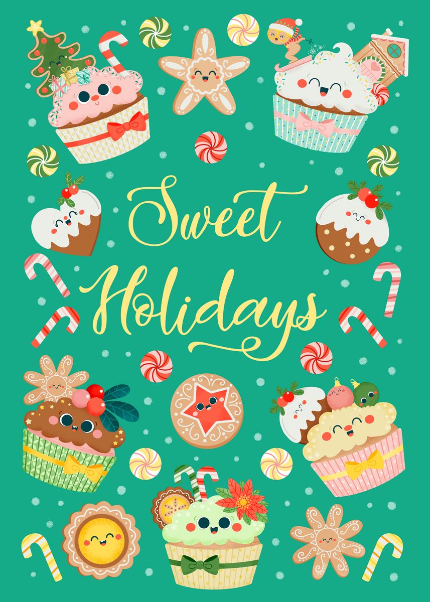 'sweet holidays' Poster, picture, metal print, paint by Angela ...