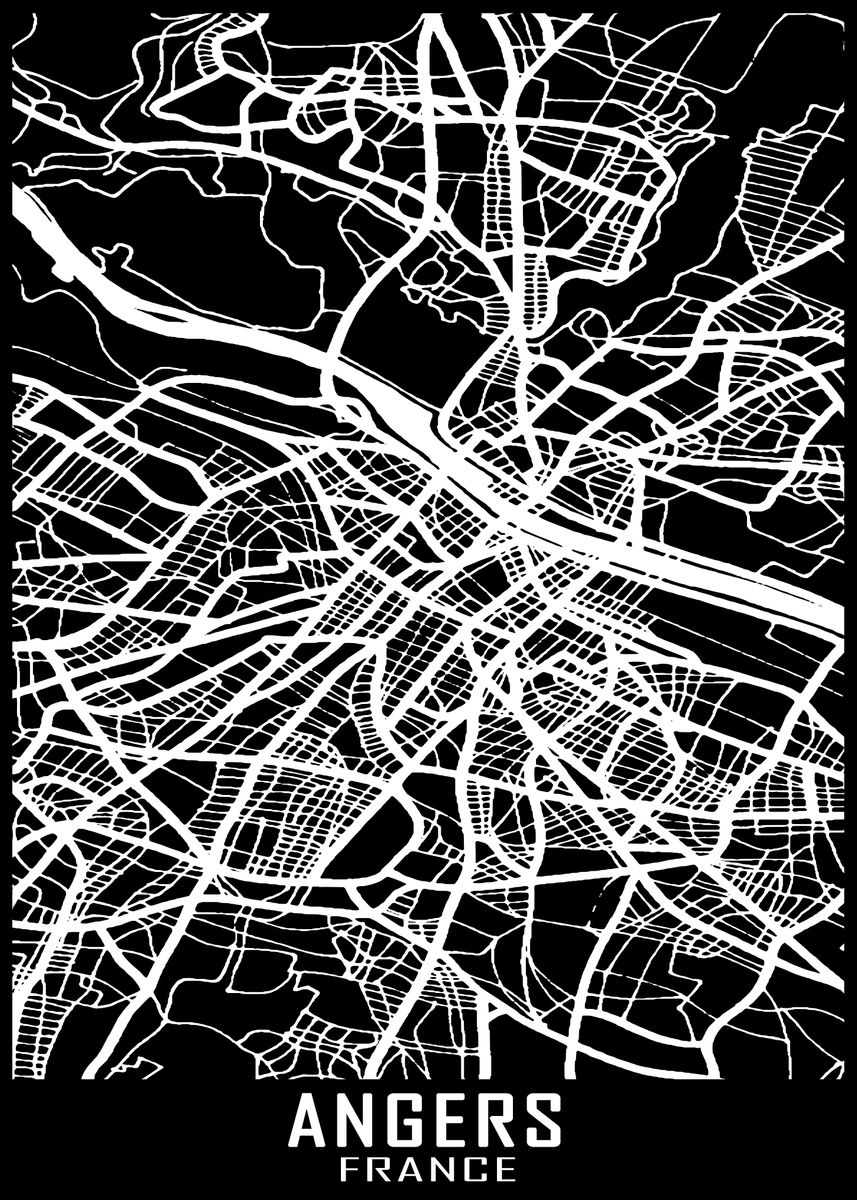 'Angers France City Map' Poster, picture, metal print, paint by ...