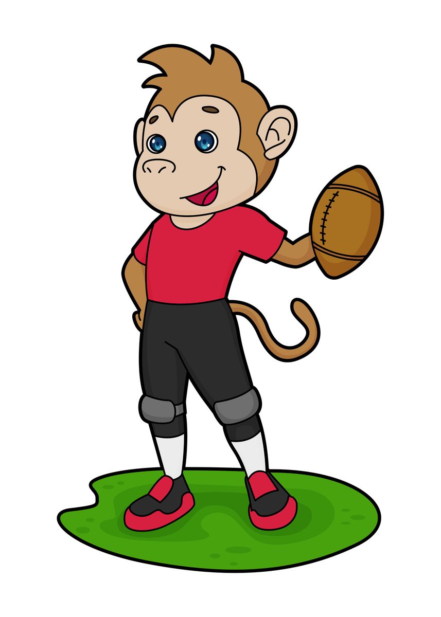 'Monkey Football Sports' Poster, picture, metal print, paint by Markus ...