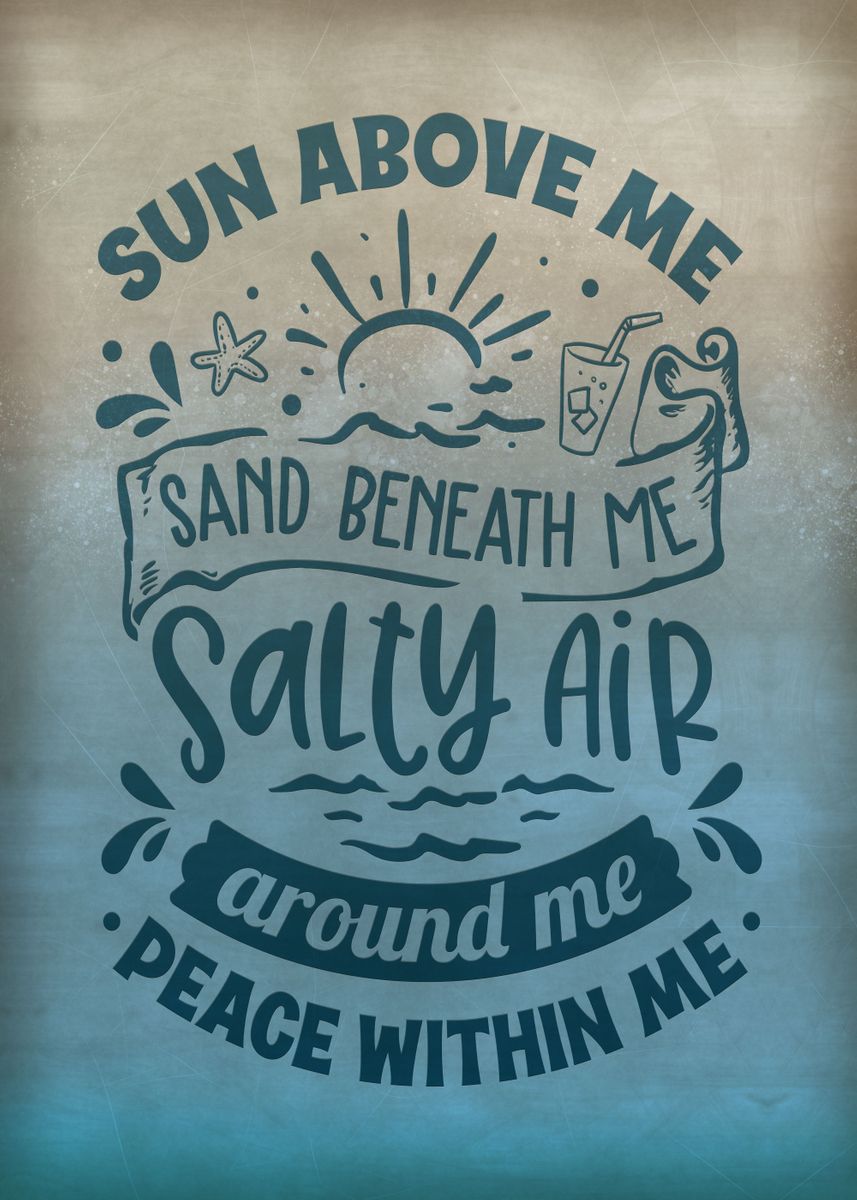 'Peace within me with beach' Poster, picture, metal print, paint by ...
