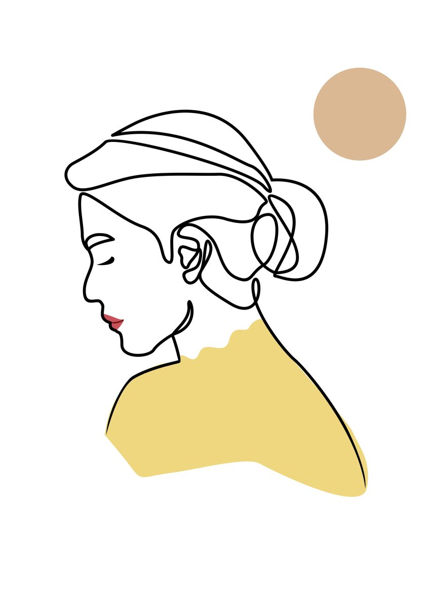 'one line art beauty girl' Poster, picture, metal print, paint by saka ...