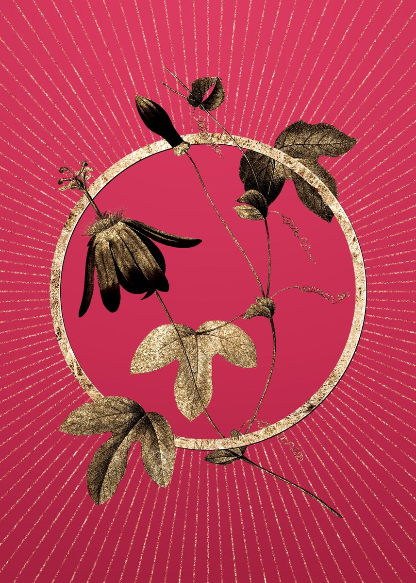 'Gold Red Passion Flower' Poster by Holy Rock Design | Displate