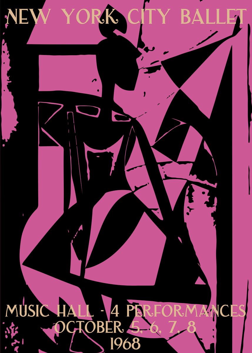 'NYC Retro Ballet Poster' Poster, picture, metal print, paint by BluePinkPanther | Displate