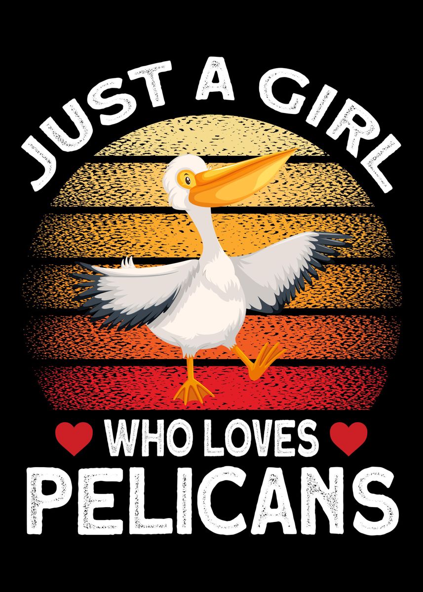 'Pelican Girl Love' Poster, picture, metal print, paint by Hexor | Displate