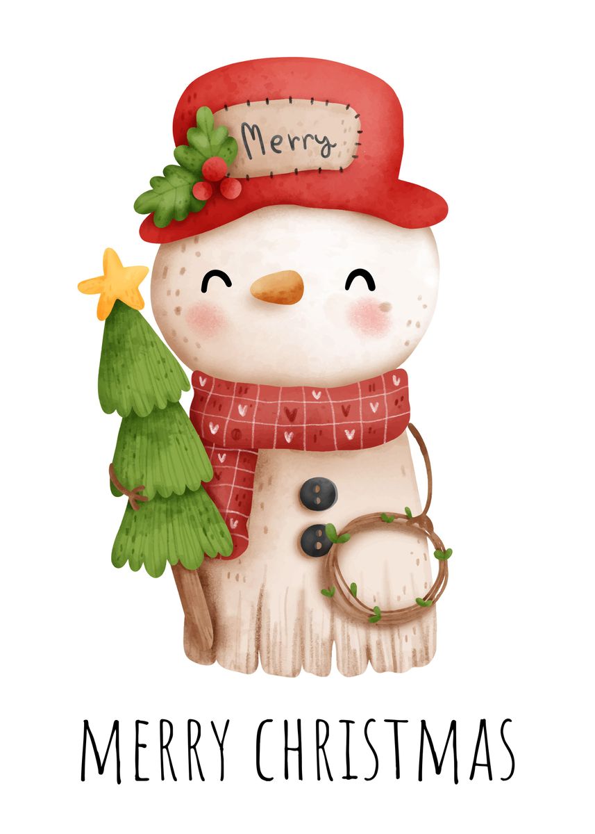 'Cute Merry Christmas Gifts' Poster, picture, metal print, paint by ...