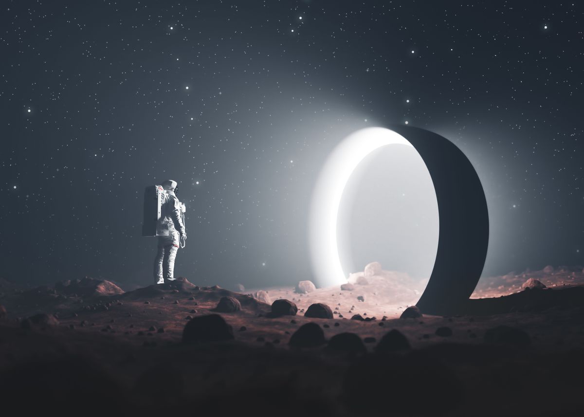 'Space man on the moon' Poster by ArtWorld Emporium | Displate