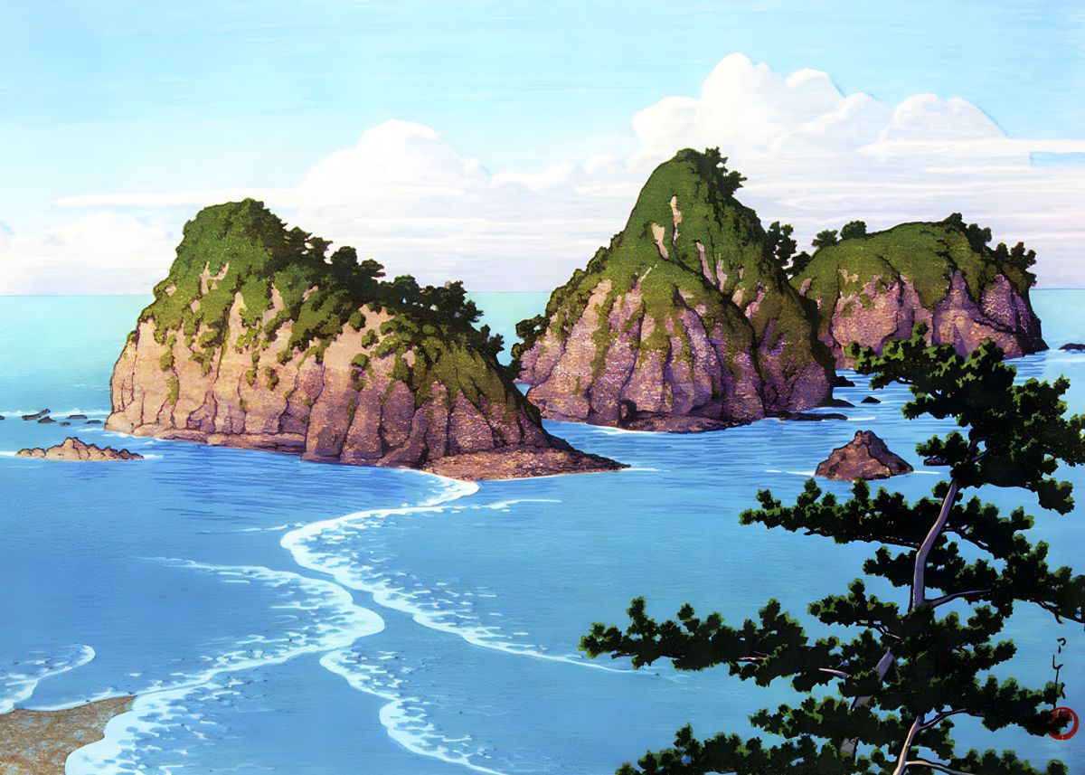 'Ukiyo e Izu Doga island' Poster by kagezami | Displate