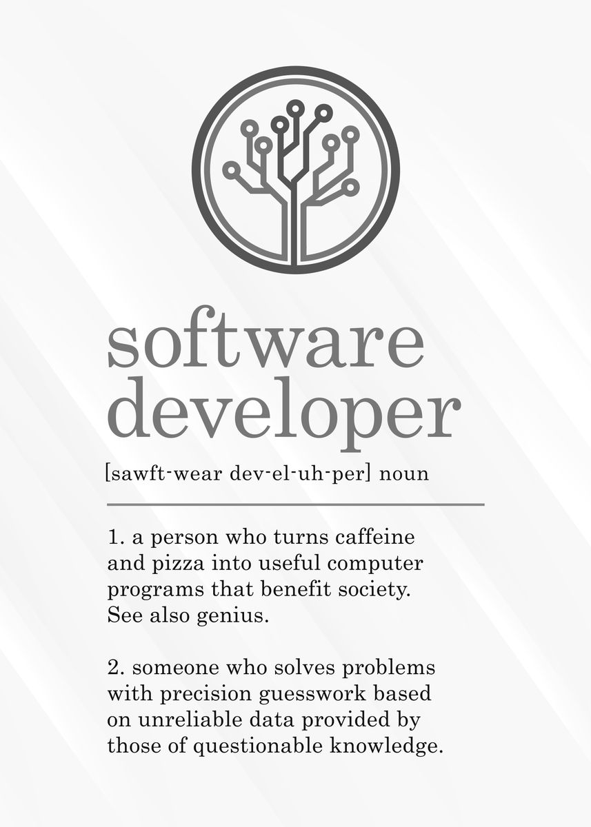 'Funny Software Developer' Poster, picture, metal print, paint by 84PixelDesign | Displate